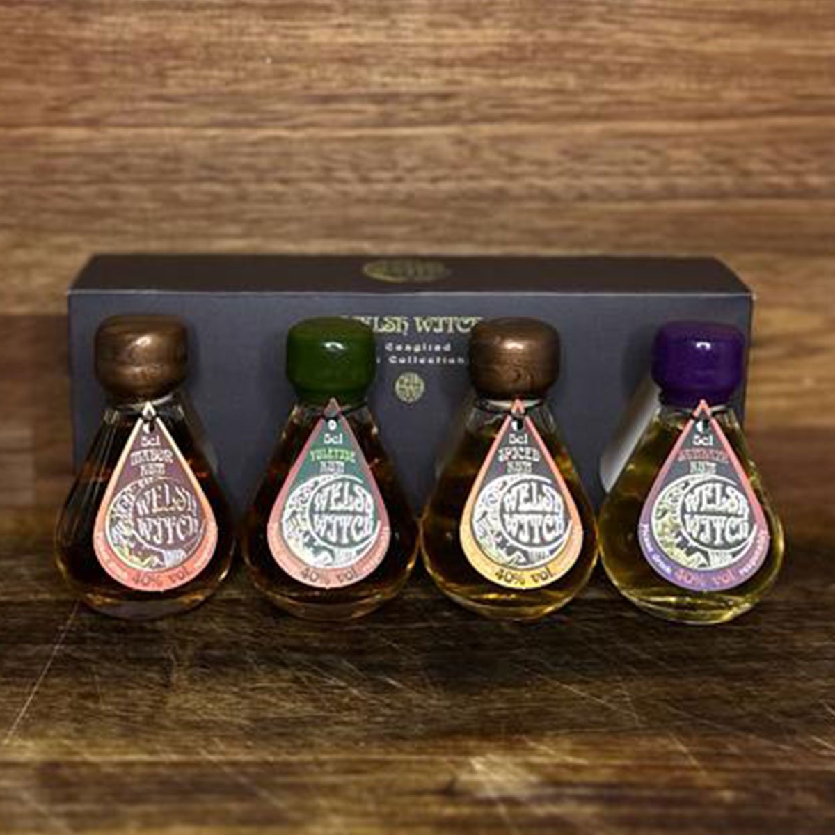 Welsh Witch Miniature Rums - 4 x 5cl Mini Rum Bottles Gift Box - WILD MOON